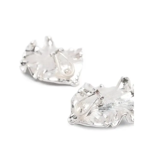 Cult Gaia Tone Leaf Engraved Earrings - Silver