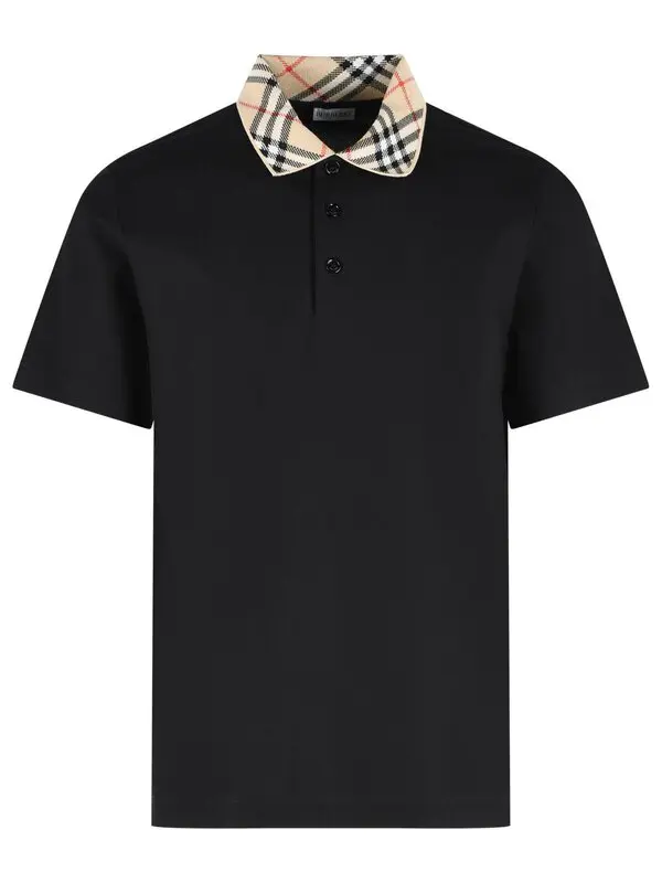 Burberry Evan' Cotton Polo Shirt - Black