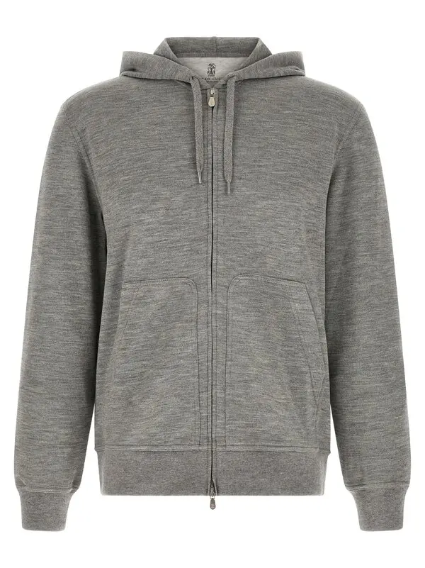 Brunello Cucinelli Cashmere And Silk Zip-up Hoodie - Gray