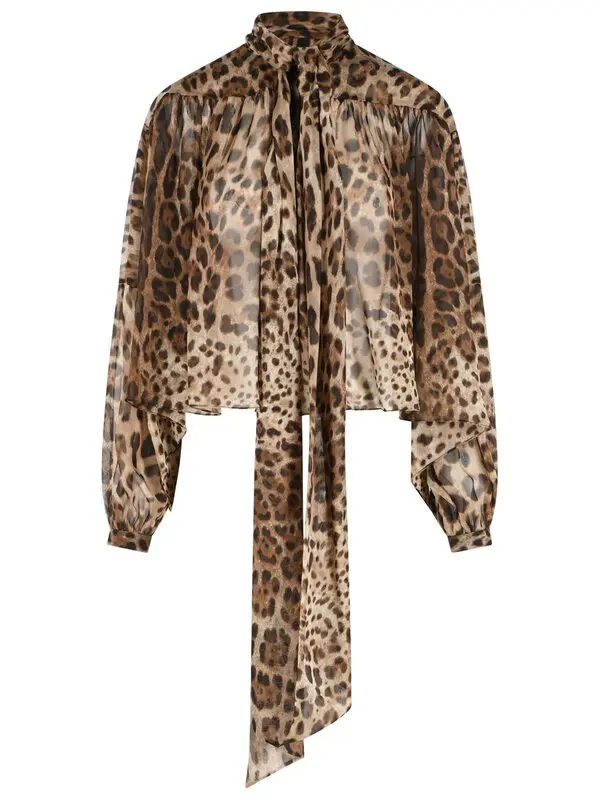 Dolce & Gabbana Leopard Print Silk Shirt - Brown