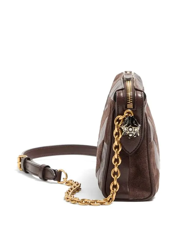 Valentino Garavani Small Shoulder Bag In Suede And Nappa Chevron - Brown