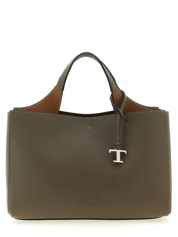 TOD'S Small Leather Bucket Bag - Gray