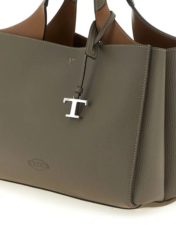 TOD'S Small Leather Bucket Bag - Gray