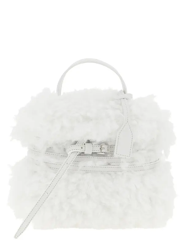 Moschino Tie Me' Small Handbag In Sheepskin And Leather - White