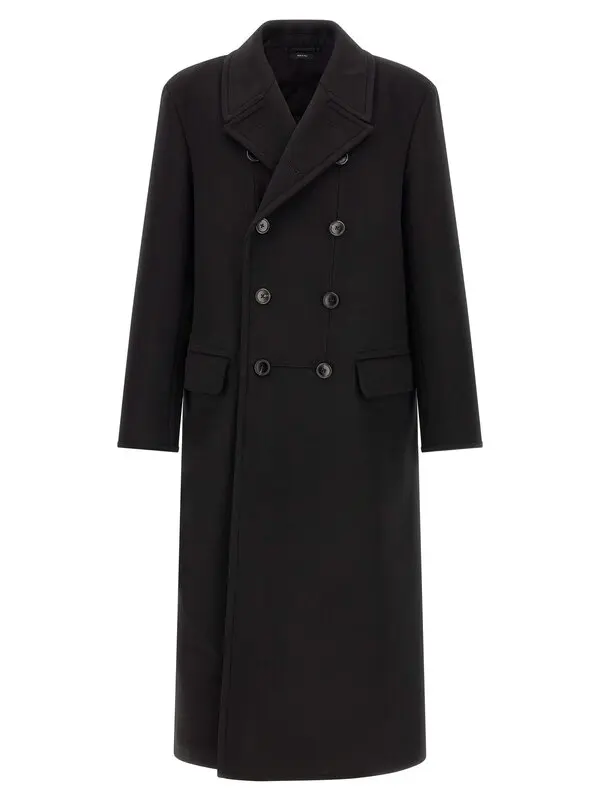 TOM FORD Double-breasted Virgin Wool And Cashmere Coat - Black