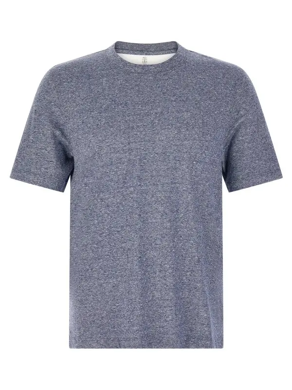Brunello Cucinelli Mélange Linen Blend T-shirt - Blue