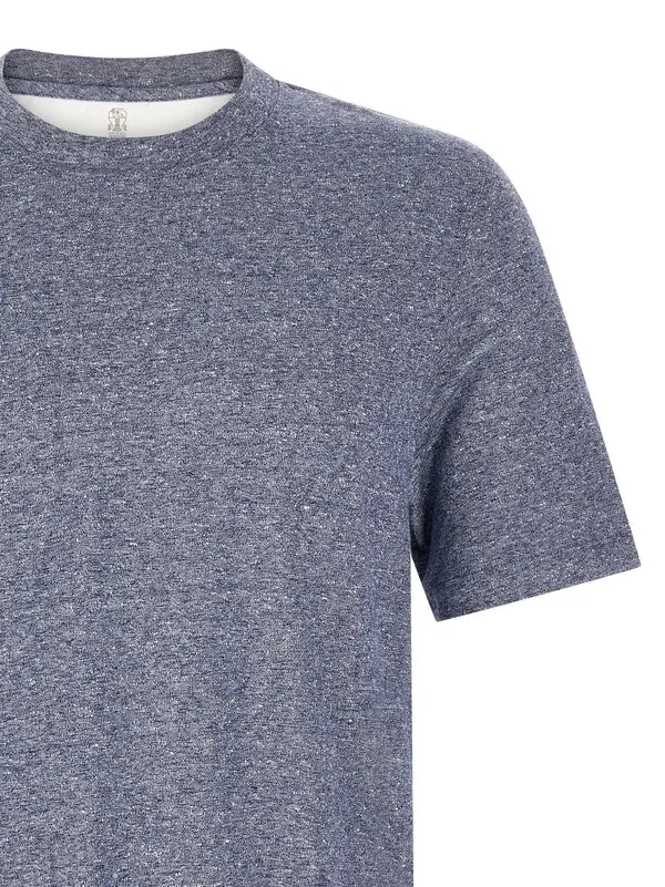 Brunello Cucinelli Mélange Linen Blend T-shirt - Blue