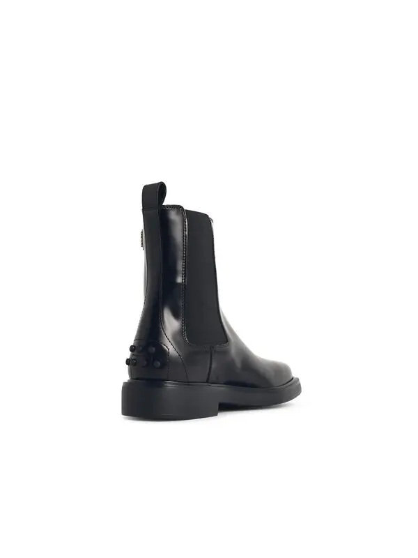 TOD'S Leather Ankle Boots With Elastic Inserts