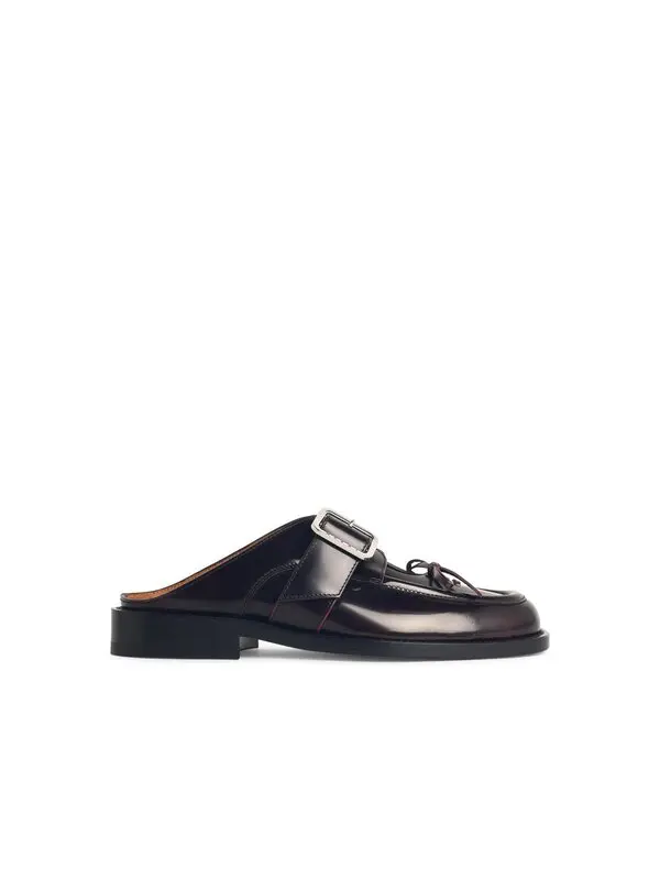 Marni Burgundy Leather Sabots - Multicolor
