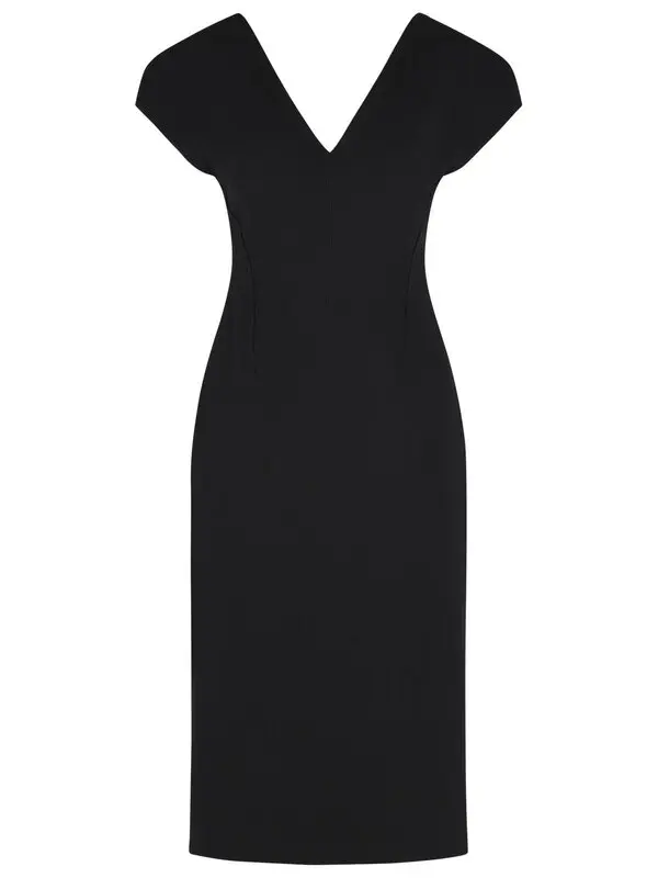 JIL SANDER Virgin Wool Midi Dress - Black