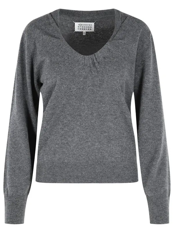 MAISON MARGIELA Twist Detail Virgin Wool Sweater - Gray
