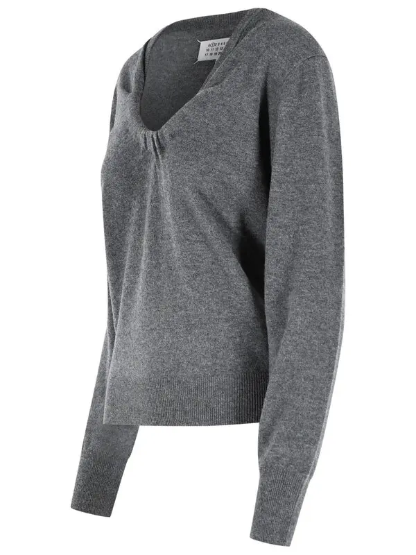 MAISON MARGIELA Twist Detail Virgin Wool Sweater - Gray