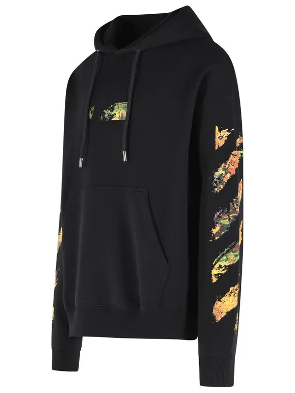 Off-White Cotton Sweatshirt With Graphic Print - Black