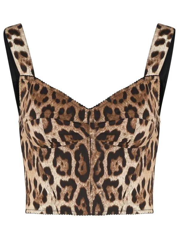 Dolce & Gabbana Leopard Print Bustier - Brown