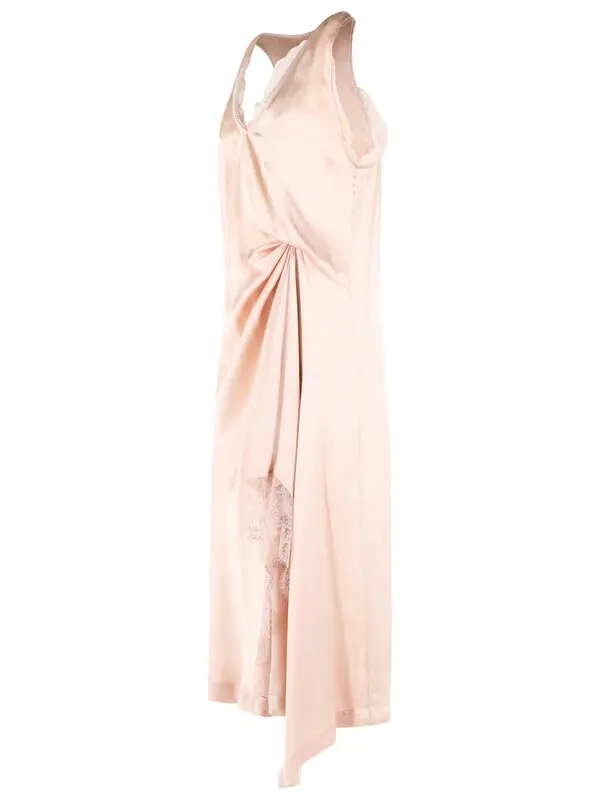 MAISON MARGIELA Silk Blend Midi Dress With Lace Trimming