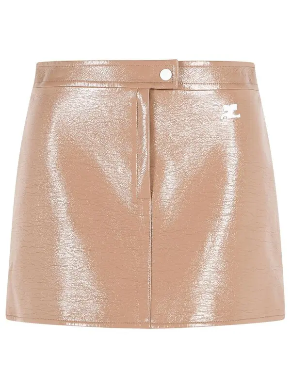 COURREGES Redition Bronzer Vinyl Miniskirt - Cream