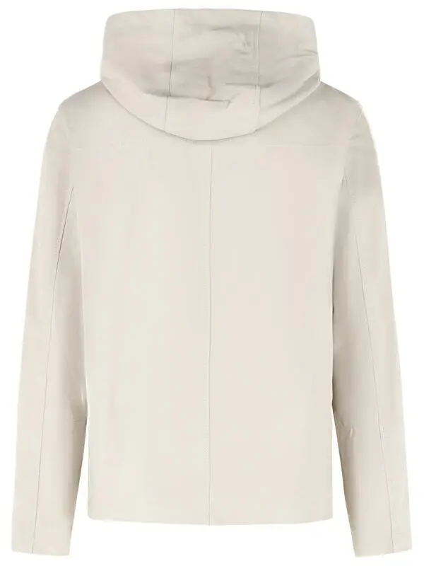 Eleventy Light Beige Sheepskin Zip-up Jacket With Hood