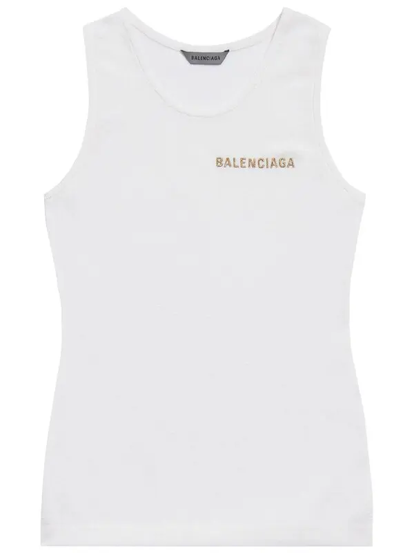 Balenciaga Light Knit Cotton Tank Top - White
