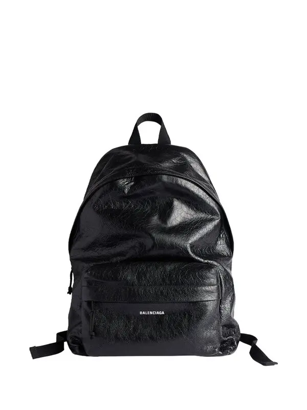 Balenciaga Explorer Backpack In Arena Leather - Black