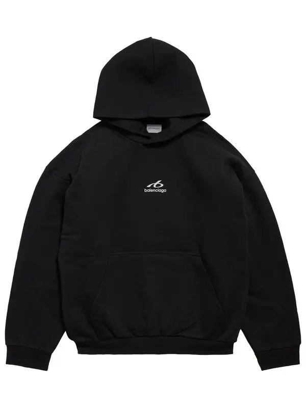 Balenciaga Fleece Hoodie With Printed Artwork - Black