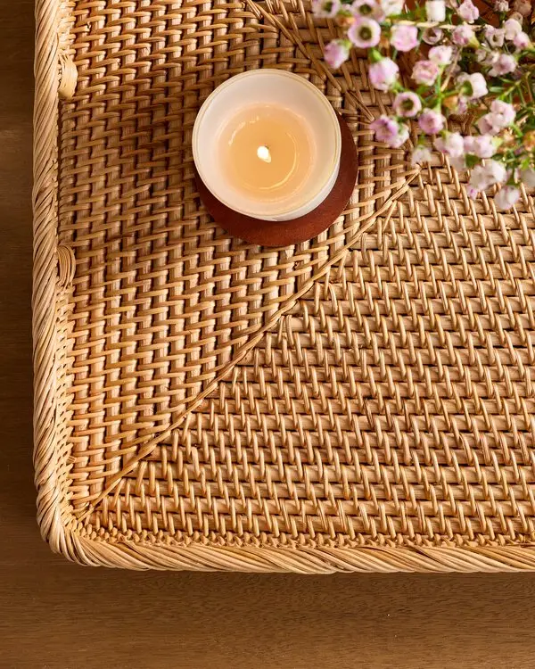 Quince Handwoven Rattan Rectangular Tray - Natural