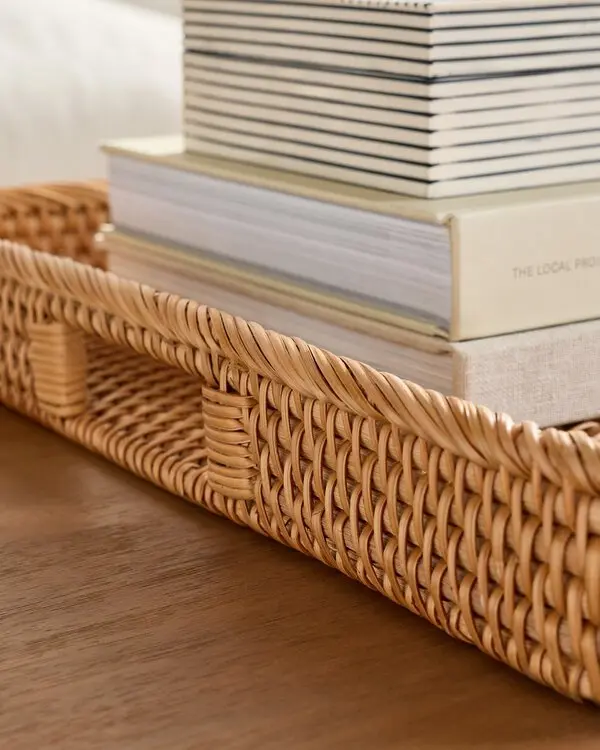 Quince Handwoven Rattan Rectangular Tray - Natural