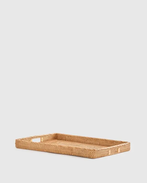 Quince Handwoven Rattan Rectangular Tray - Natural