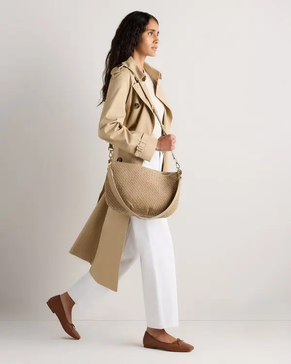 Quince Sloane Suede Handwoven Shoulder Bag - Sand
