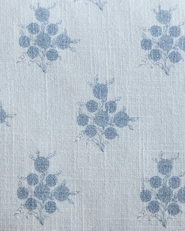 Quince Piped Block Print Cotton Pillow Cover - Light Blue