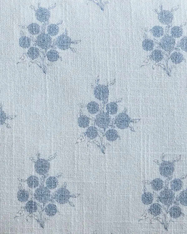 Quince Piped Block Print Cotton Pillow Cover - Light Blue