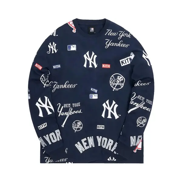Kith For The New York Yankees All Over Long-sleeve Tee 'navy
