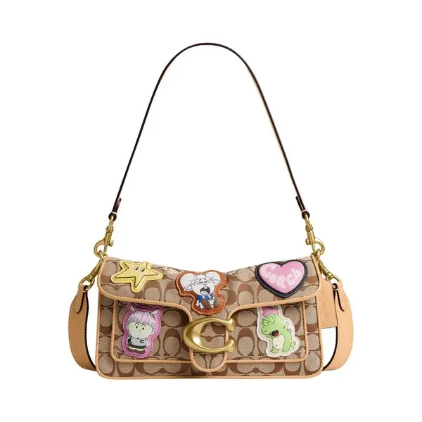 BRAIN DEAD X Coach Signature Jacquard Soft Tabby Shoulder Bag 26 With Patches 'khaki - Tan