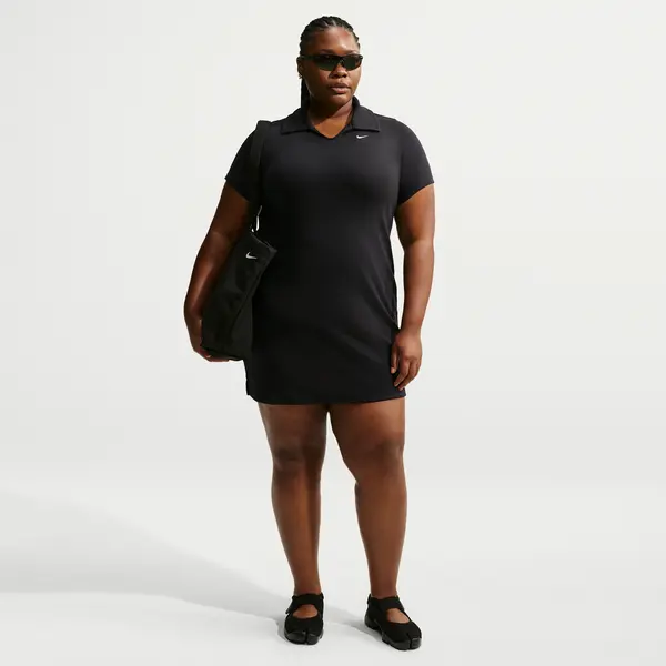 Nike Sportswear Chill Knit Slim Polo Dress - Black