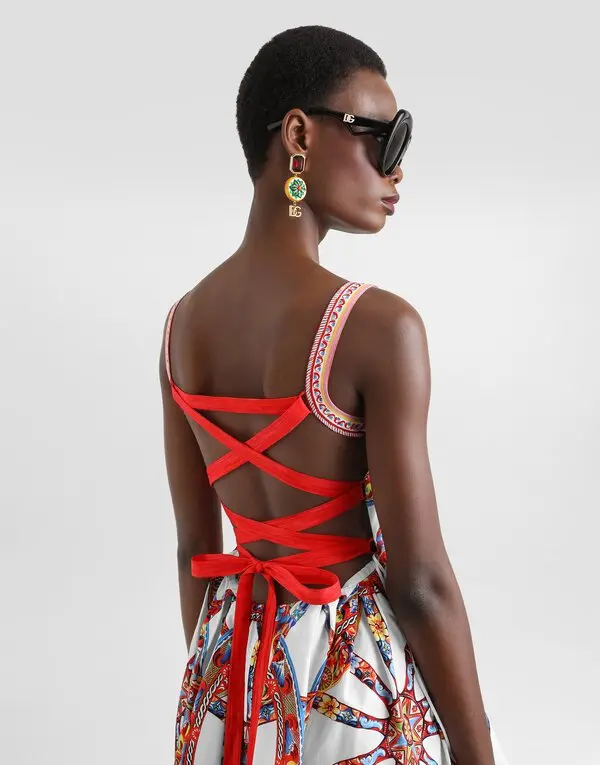 Dolce & Gabbana Carretto-print Poplin Midi Dress - Multicolor