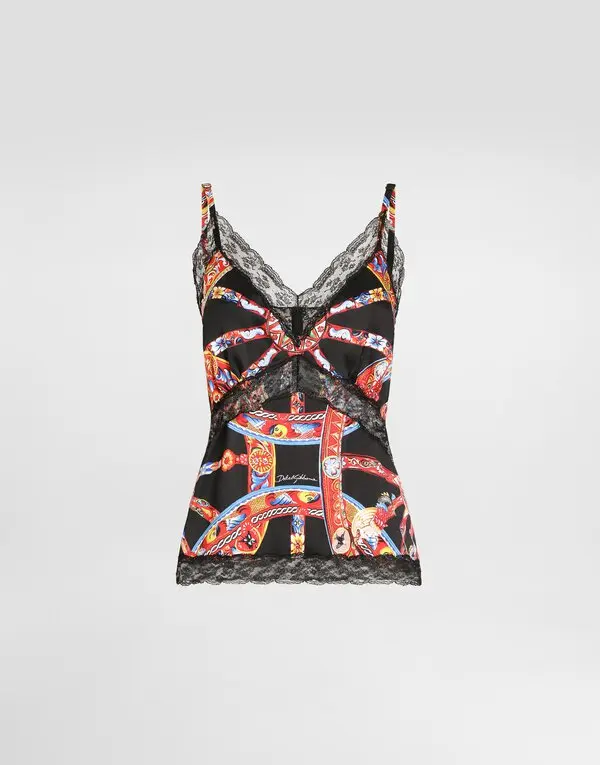 Dolce & Gabbana Carretto-print Silk Satin Top