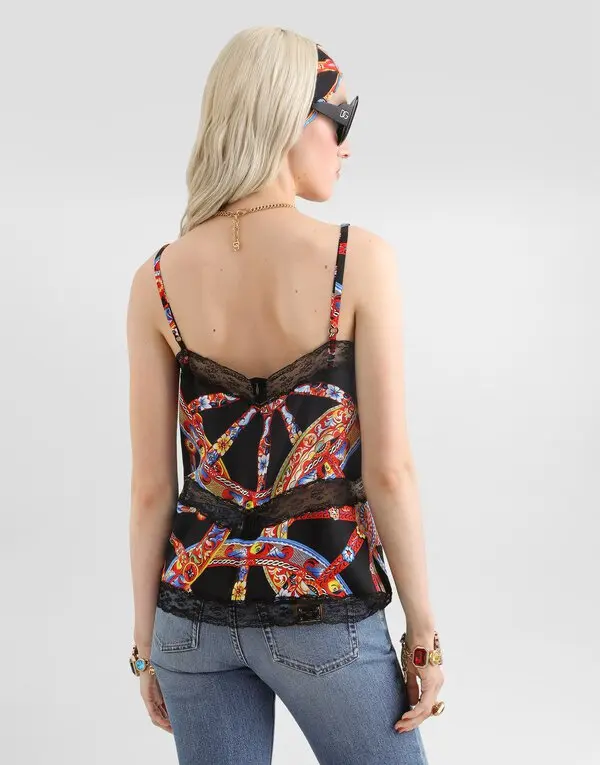 Dolce & Gabbana Carretto-print Silk Satin Top