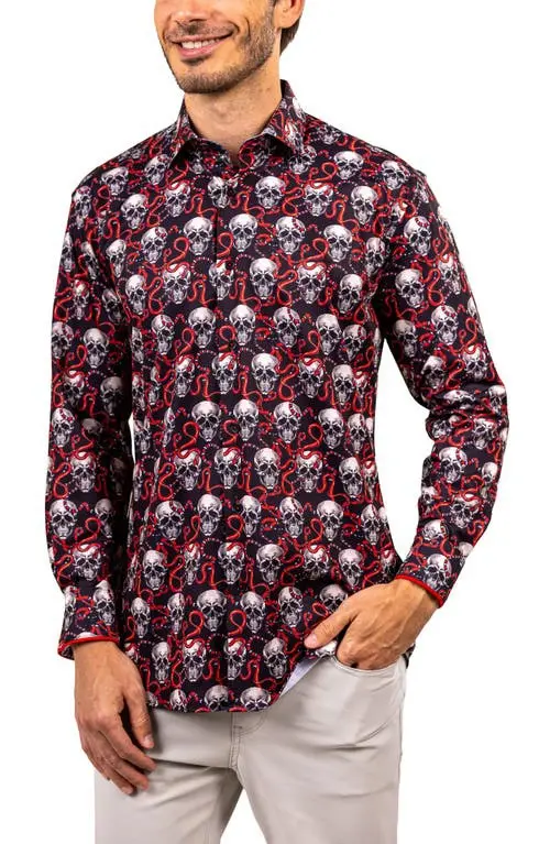 MACEOO Fibonacci Ascension Contemporary Fit Button-up Shirt - Black