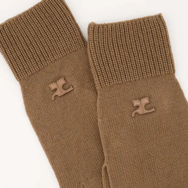 COURREGES Courrèges Logo Embroidered Ribbed Fingerless Gloves