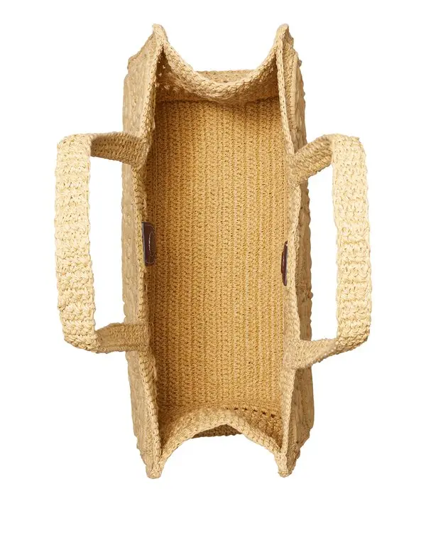 Tory Burch Monogram Crochet Straw Tote Bag