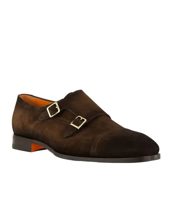 Santoni Almond Toe Buckled Loafers