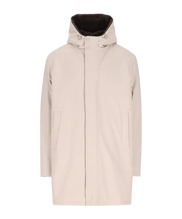Herno Long Hooded Coat - Nude