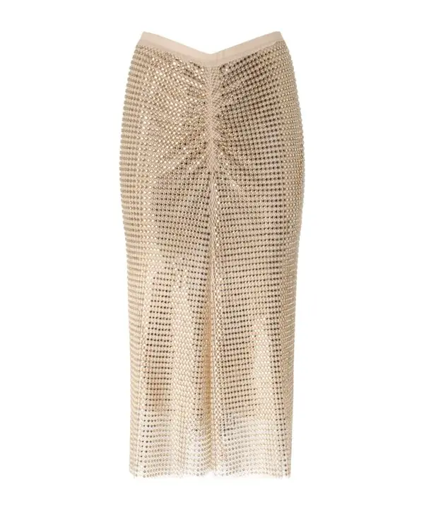 Pinko Crystal-embellished Ruched Skirt - Gold