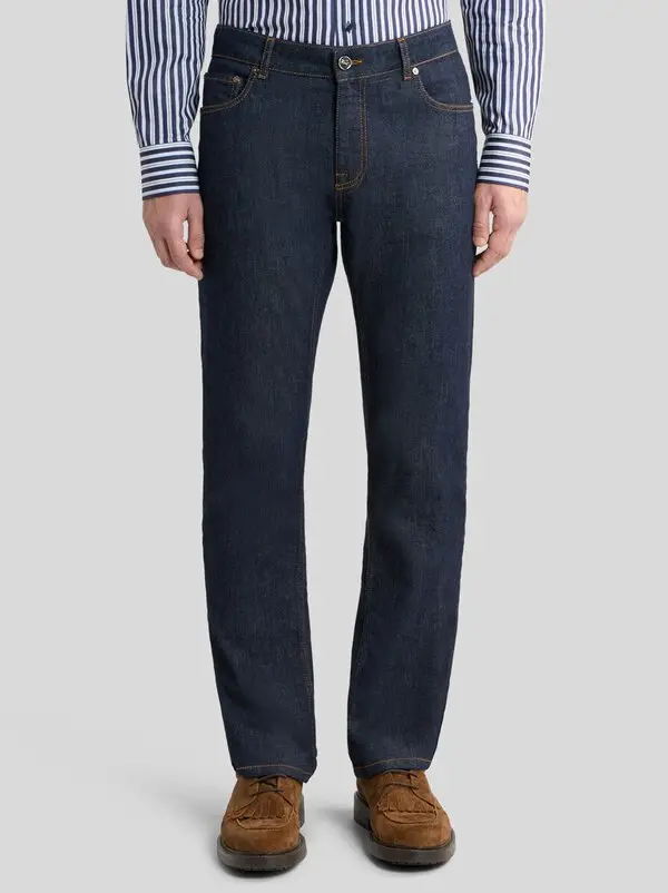 Etro Regular-fit Cotton Denim Jeans With Pegaso Embroidery