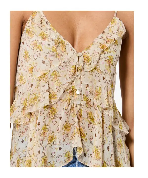 Isabel Marant Étoile Ruffled Floral Chiffon Top - Light Brown