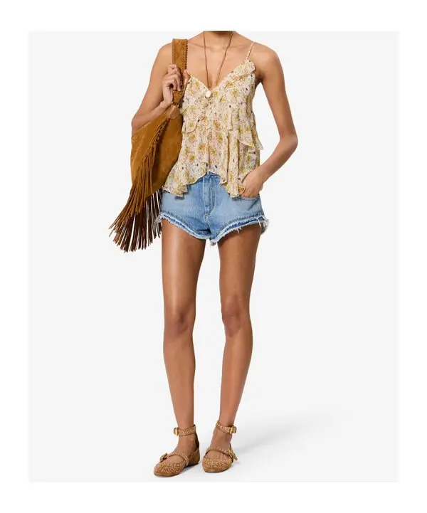 Isabel Marant Étoile Ruffled Floral Chiffon Top - Light Brown