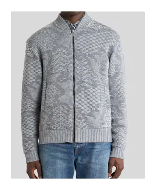 Etro Knit Wool-blend Bomber Jacket With Motif