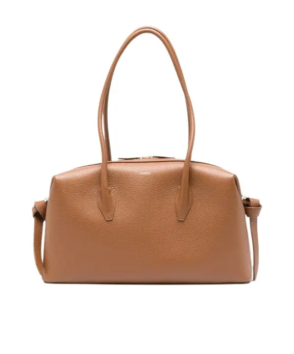Yuzefi Brioche Duffle Grained-leather Shoulder Bag - Brown