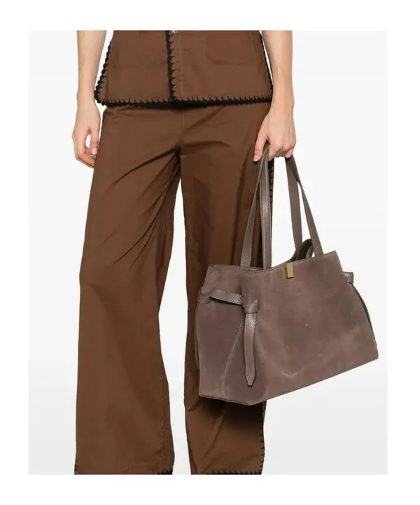 Yuzefi Gyoza Suede Knotted-strap Tote Bag - Brown