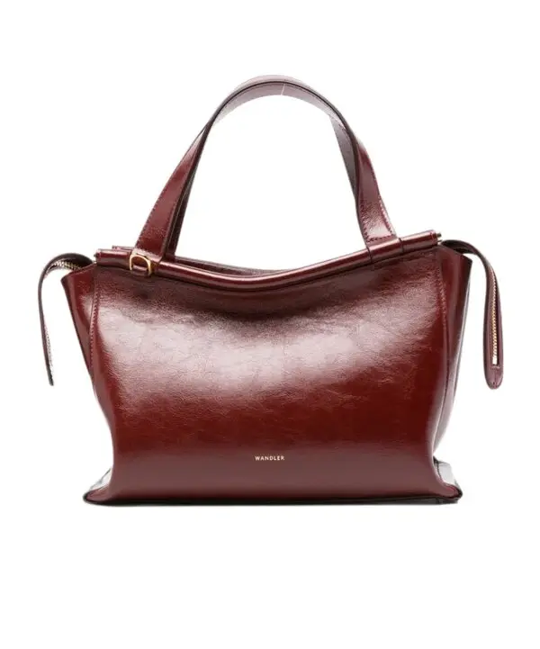 WANDLER Patent Finish Leather Tote Bag - Brown