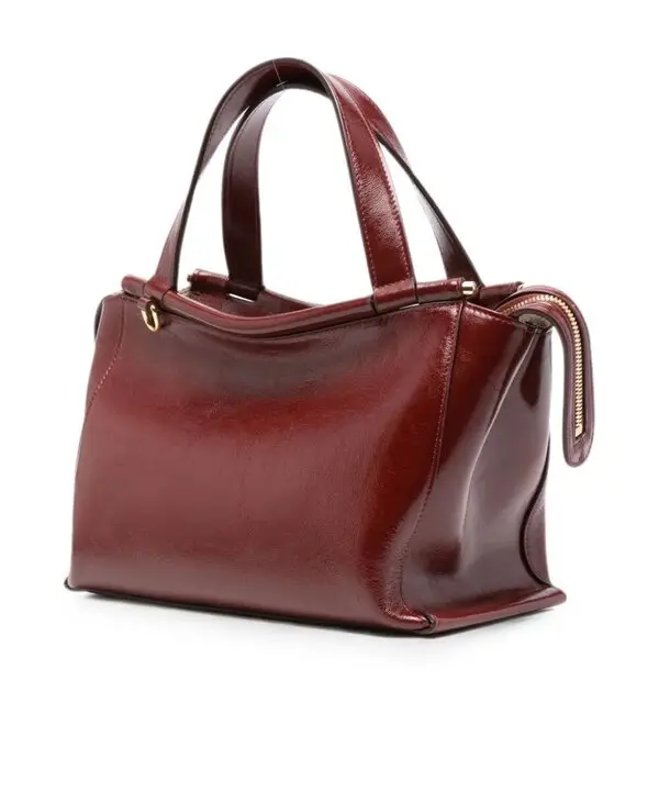 WANDLER Patent Finish Leather Tote Bag - Brown